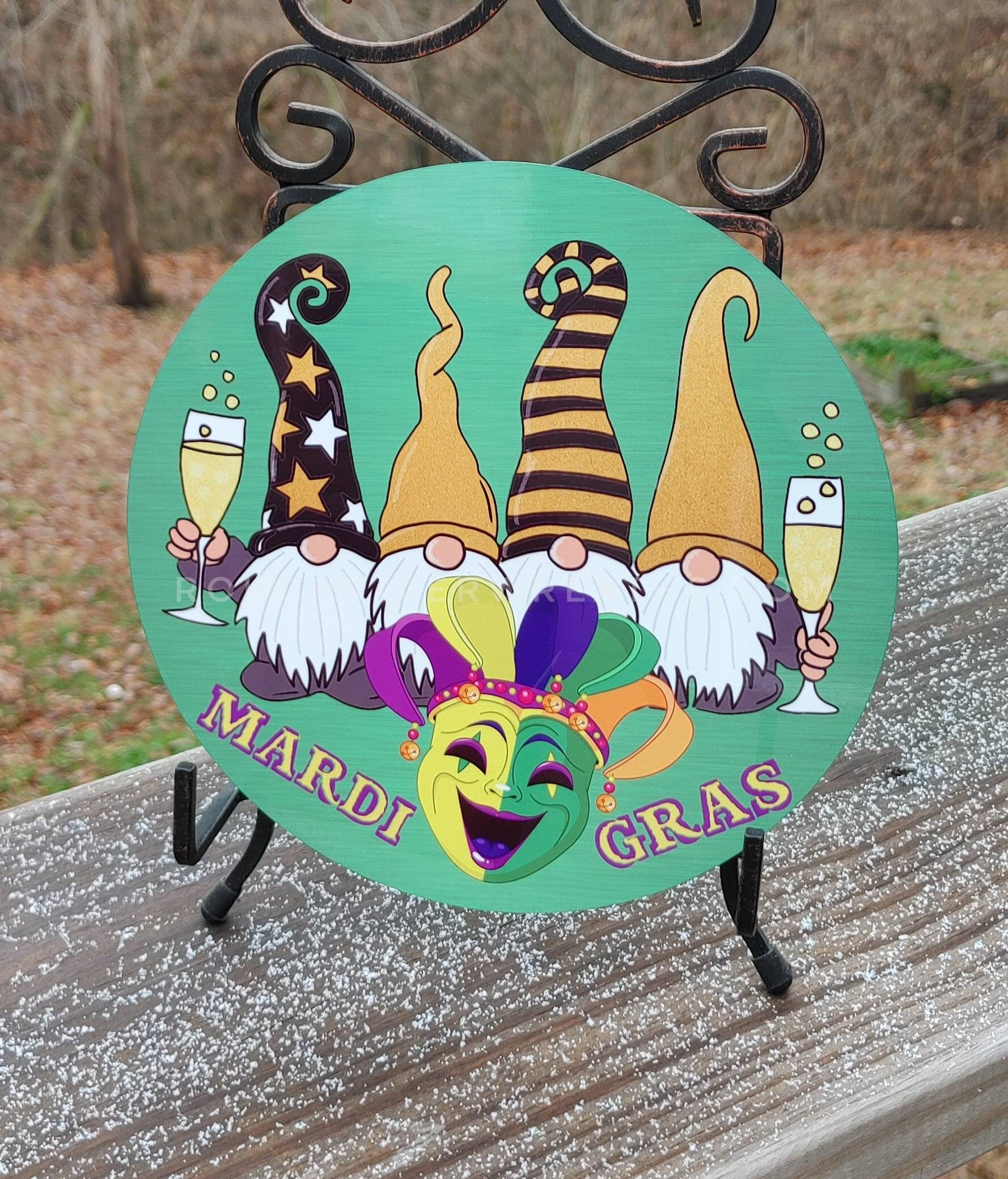 Mardi Gras Gnome Wreath Sign Mardi Gras Gnome Sign | Etsy