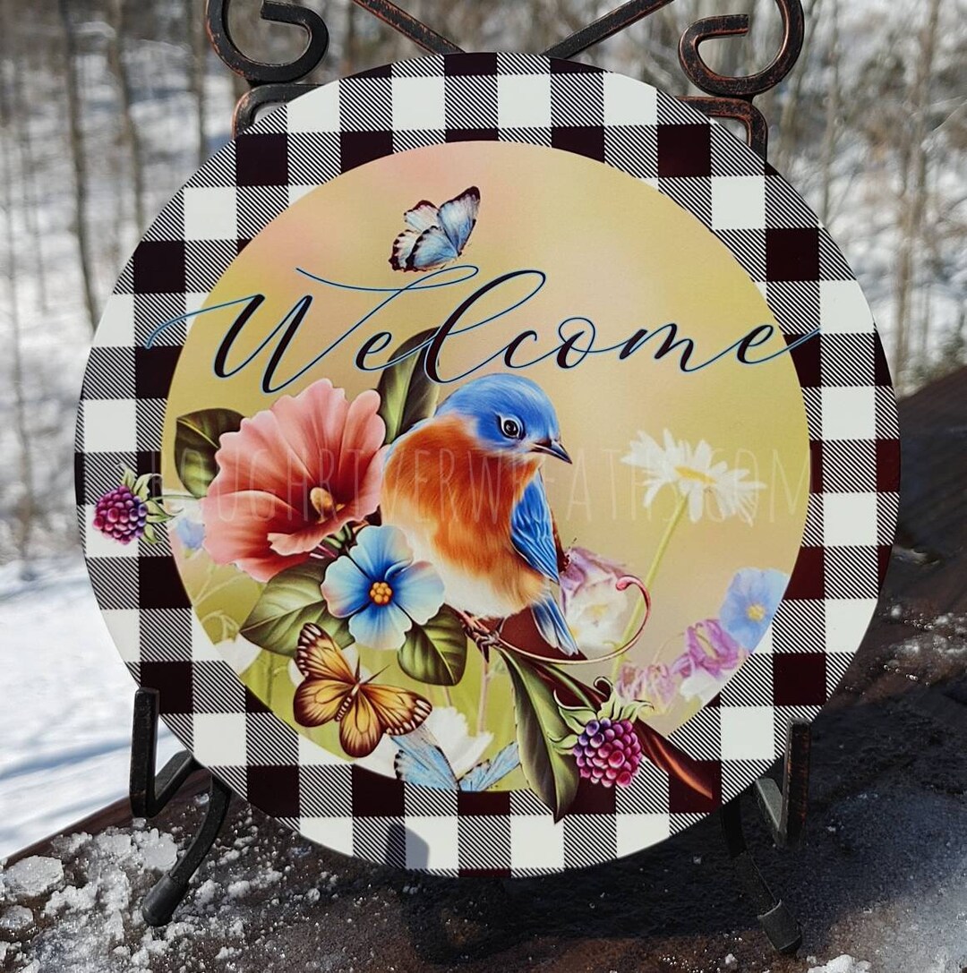 Bird Wreath Sign Floral Wreath Sign Sign With Bird Metal - Etsy
