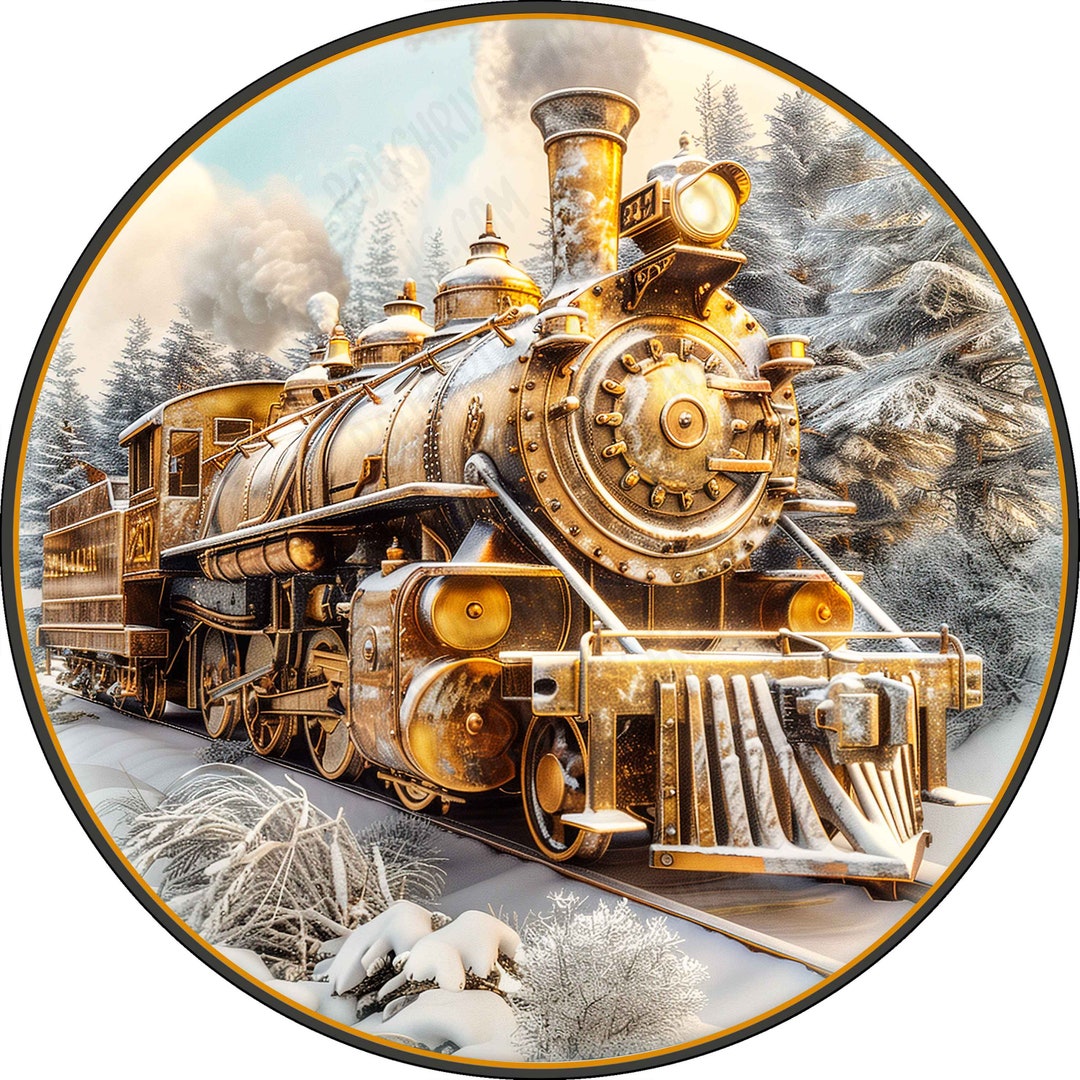 Christmas Wreath Sign, Christmas Train Sign, Merry Christmas Train ...