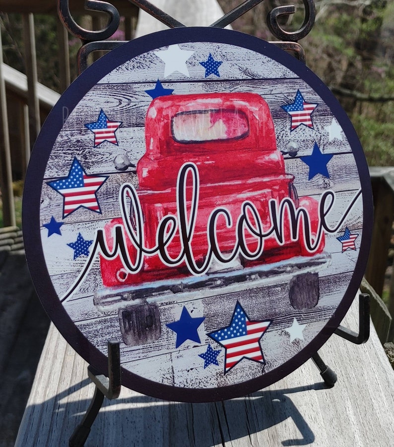 Patriotic Wreath Sign Welcome Sign America Sign Patriotic | Etsy