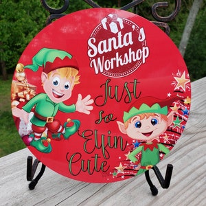 Elf Christmas Wreath Sign Elf Wreath Sign Aluminum Sign - Etsy
