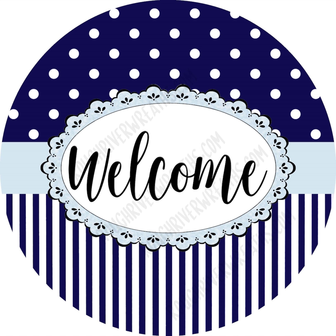 Welcome Wreath Sign, Blue Wreath Sign, Aluminum Wreath Sign, Everyday ...