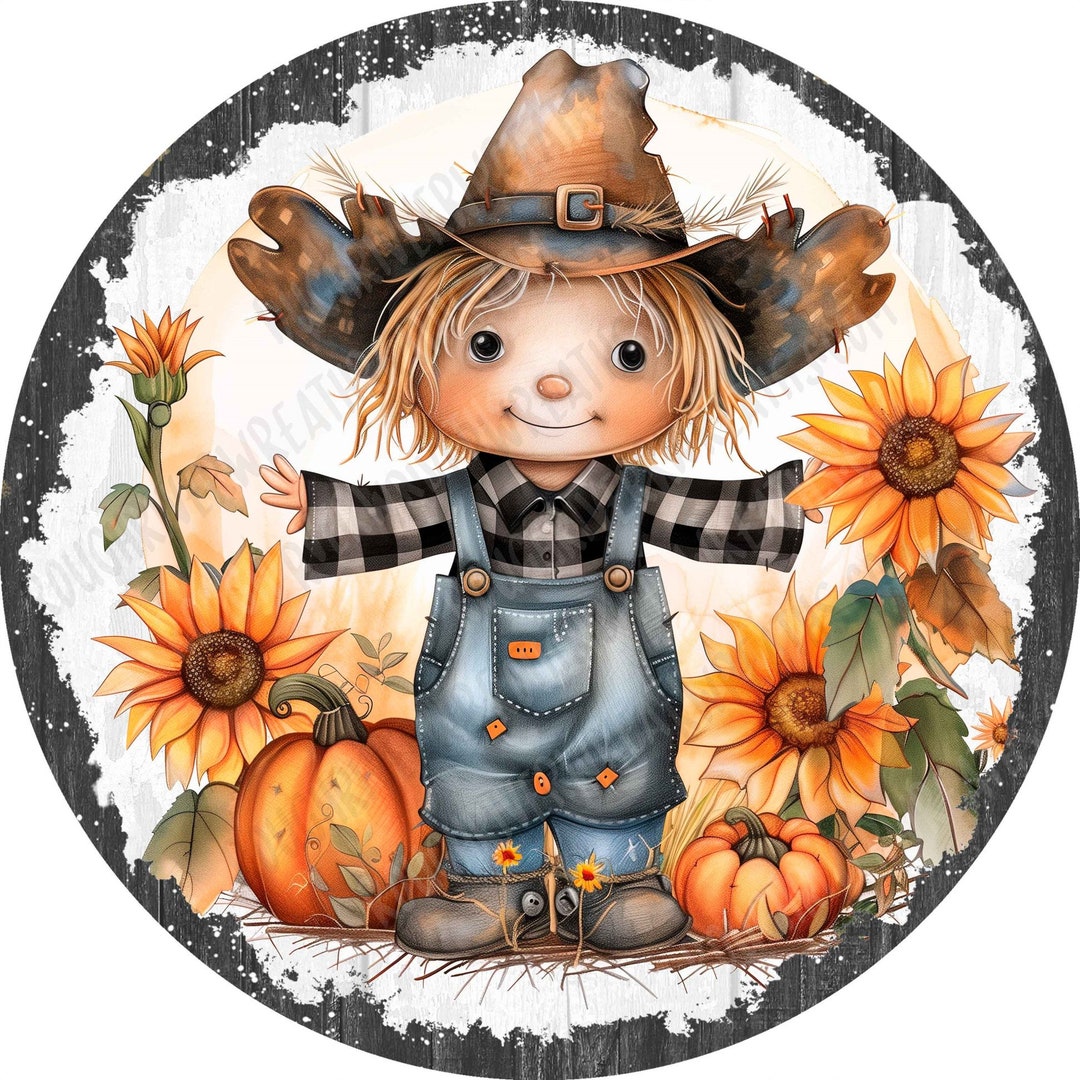 Cute Scarecrow Wreath Sign, Scarecrow Wreath Sign, Scarecrow Sign ...