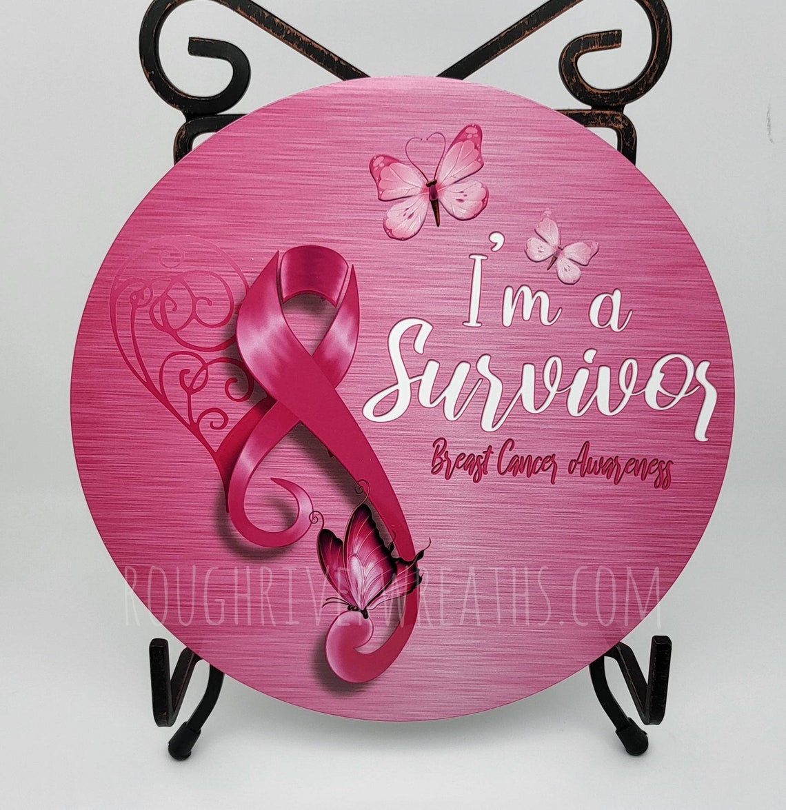 Breast Cancer Survivor Wreath Sign Breast Cancer Awareness | Etsy