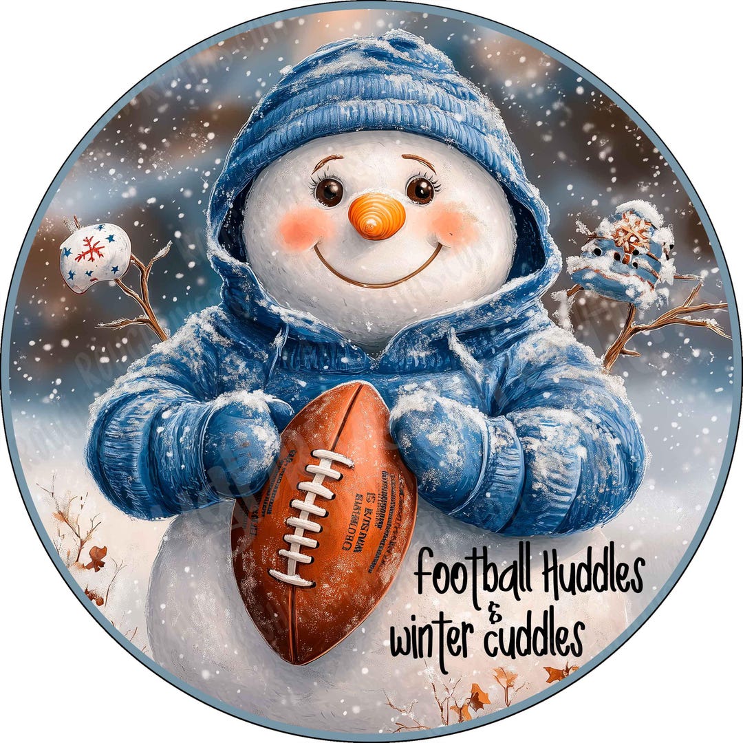 Football Snowman Welcome Wreath Sign, Winter Snowman Wreath Sign ...