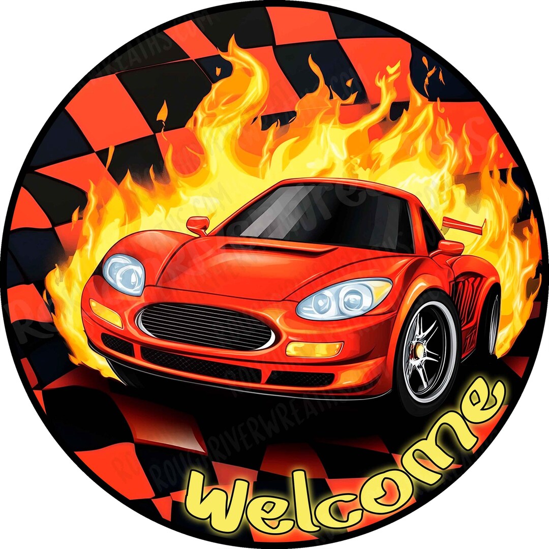 Race Car Wreath Sign, Racing Sign, Racing Decor, Race Day Sign, Start ...