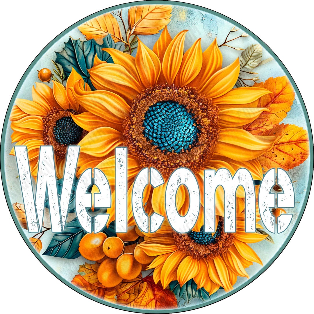 Sunflower Wreath Sign, Sunflower Wreath Accent Sign, Aluminum Sign for ...
