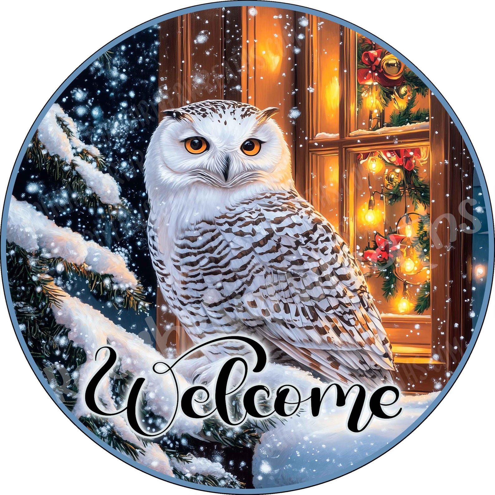 Christmas Owl Wreath Sign, Owl on a Branch Wreath Sign, Cute Owl Sign ...