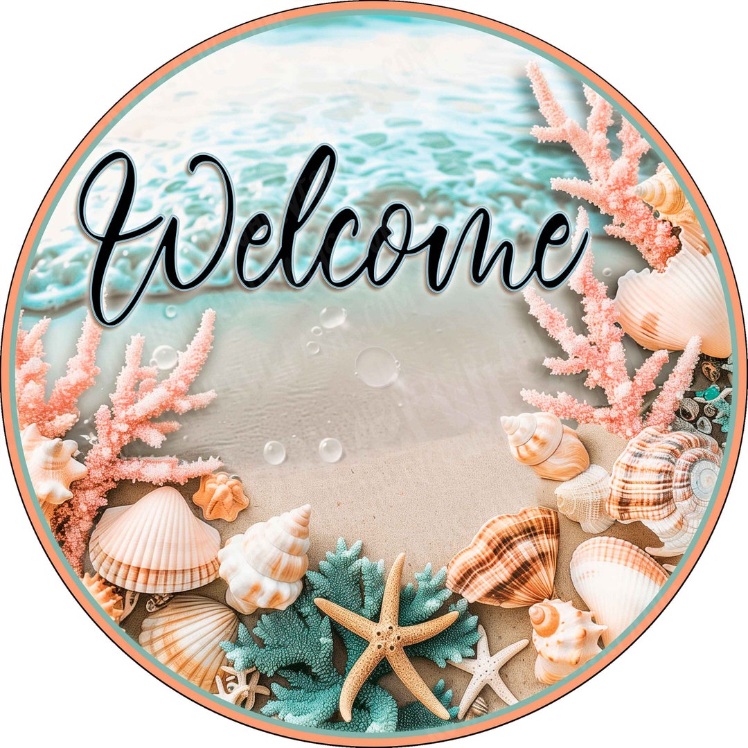 Beach Wreath Sign - Welcome Wreath Sign - Wreath Sign Beachy - Colorful ...