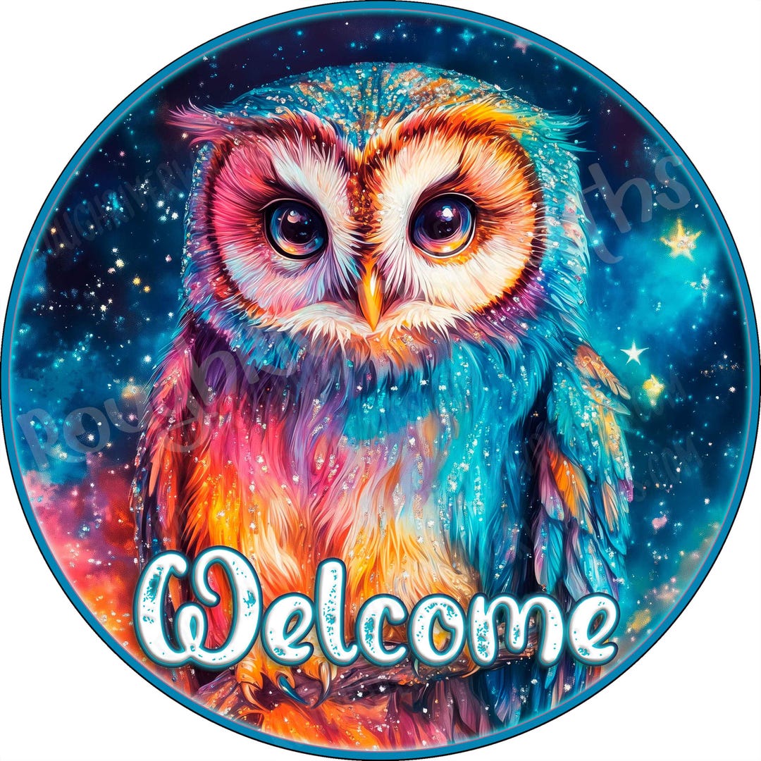 Owl Wreath Sign, Owl Sign, Rainbow Owl Wreath Sign, Cute Owl Sign ...