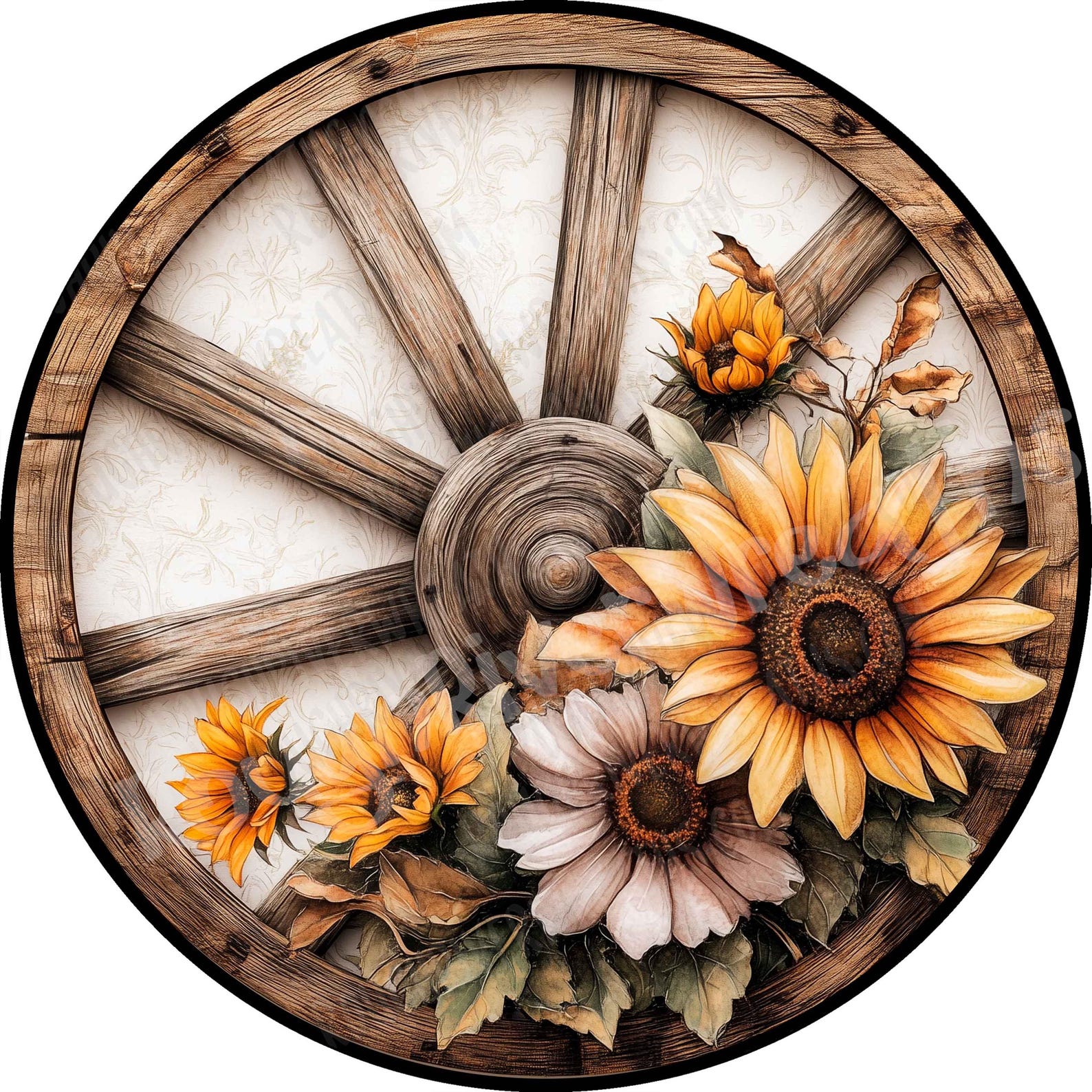 Sunflowers and Wagon Wheel Wreath Sign, Sunflower Sign, Home Sweet Home ...