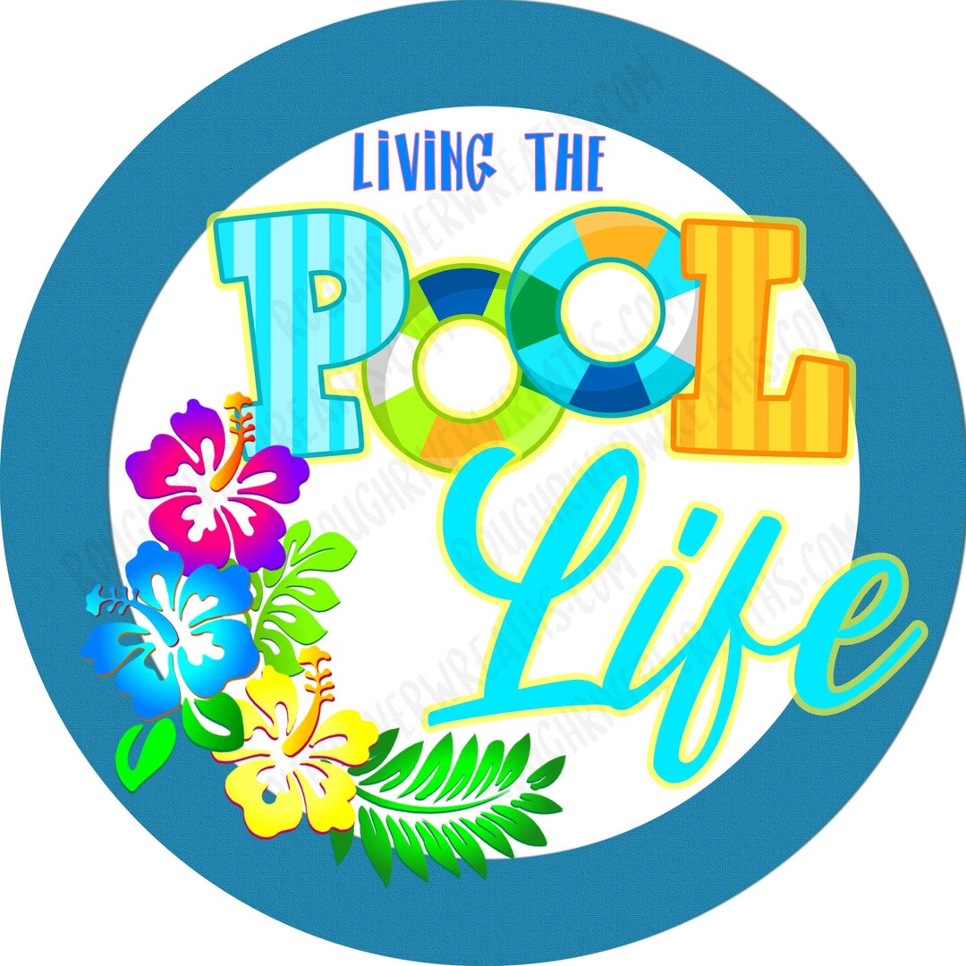 Poolhouse Sign, Party Sign, Patio Sign, Summerfun Sign,colorful Wreath ...