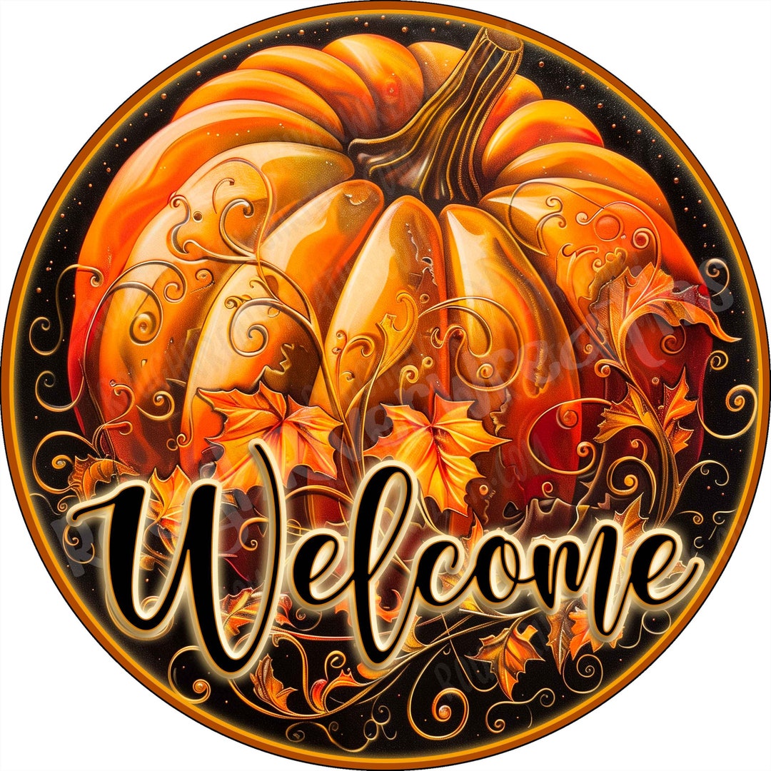 Pumpkin Wreath Sign, Fall Sign, Pumpkin Wreath Sign, Aluminum Sign for ...