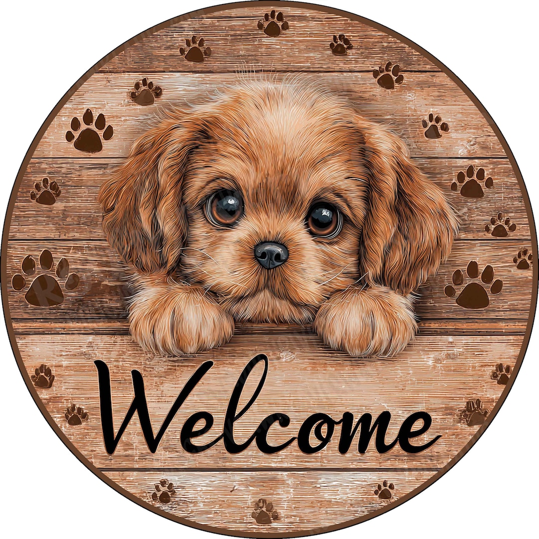 Puppy Welcome Wreath Sign, Cute Puppy Wreath Sign, Wreath Sign Dog ...