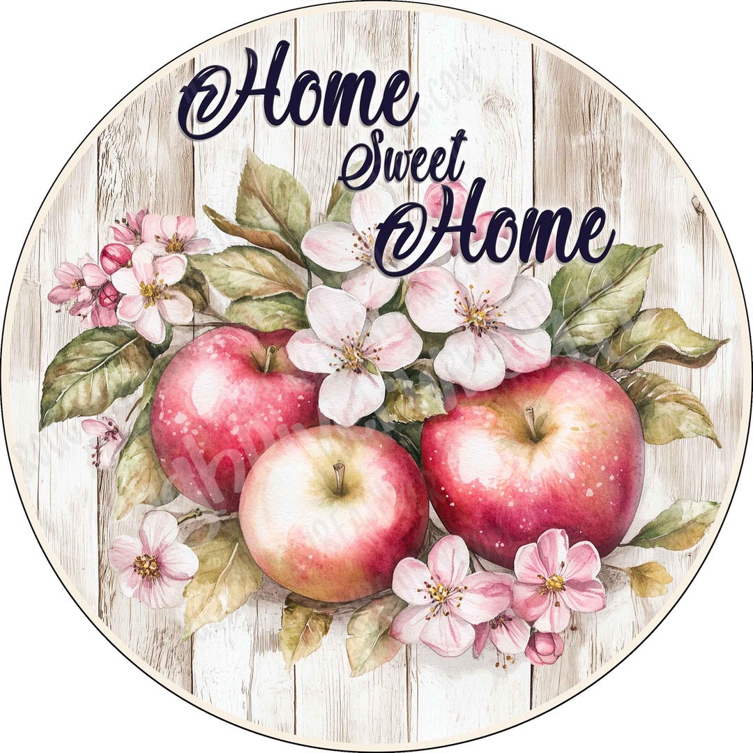 Red Apple Sign, Wreath Sign, Welcome Sign for Wreath, Aluminum Sign for ...
