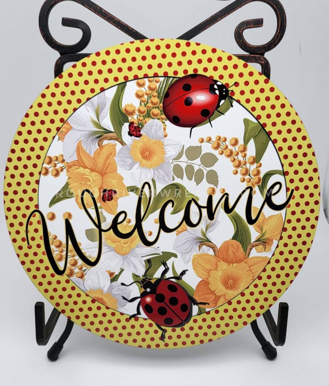 Whimsical Ladybug Sign, Ladybug Wreath Sign, Aluminum Wreath Sign ...