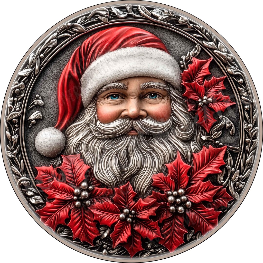 Santa Wreath Sign, Santa Face Sign, Santa Sign, Aluminum Sign for ...