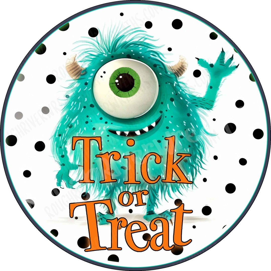 Cute Furry Monster Wreath Sign, Halloween Wreath Sign, Monter Sign ...