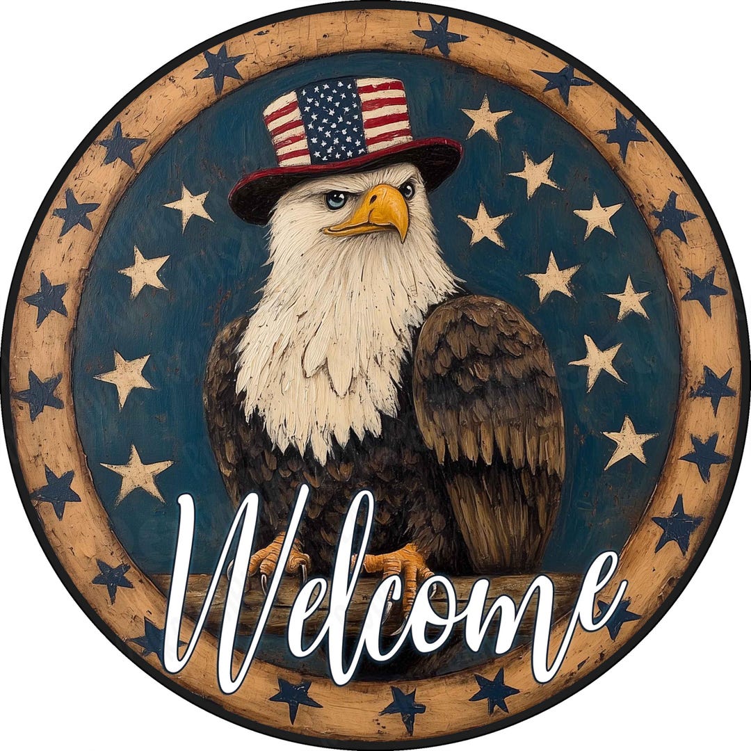 Eagle Wreath Sign, Patriotic Sign, Eagle Sign, Flag Sign, Americana ...