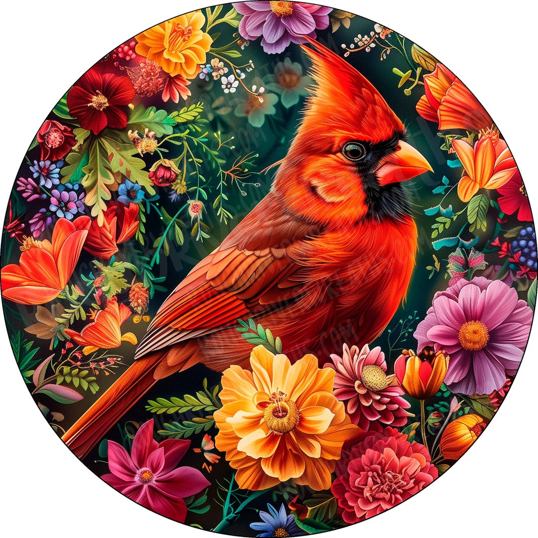 1 OF 1 DIGITAL PNG Cardinal Round Digital File Wreath Sign Cardinal ...