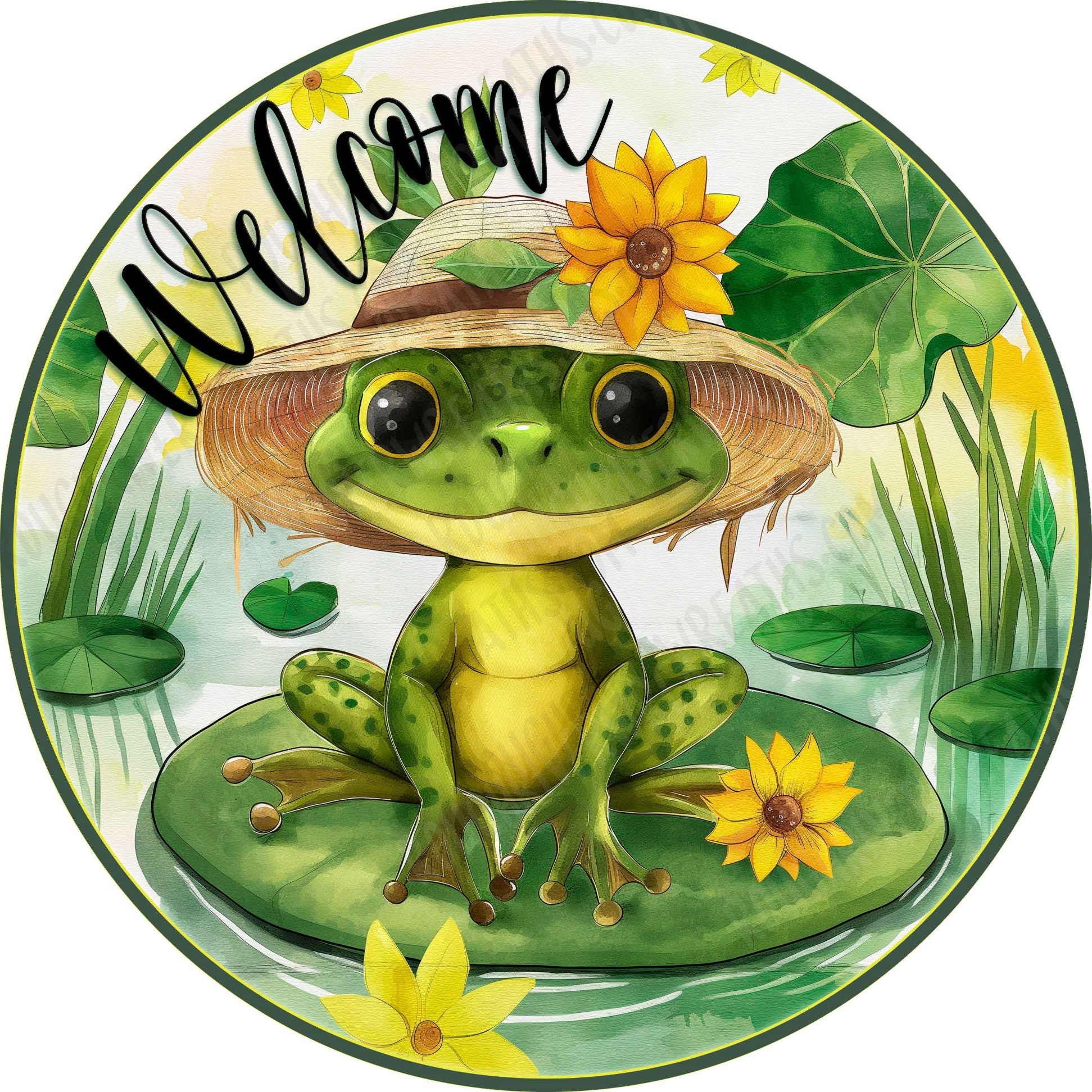 Frog Wreath Sign, Welcome Wreath Sign, Welcome Wreath Sign, Metal ...