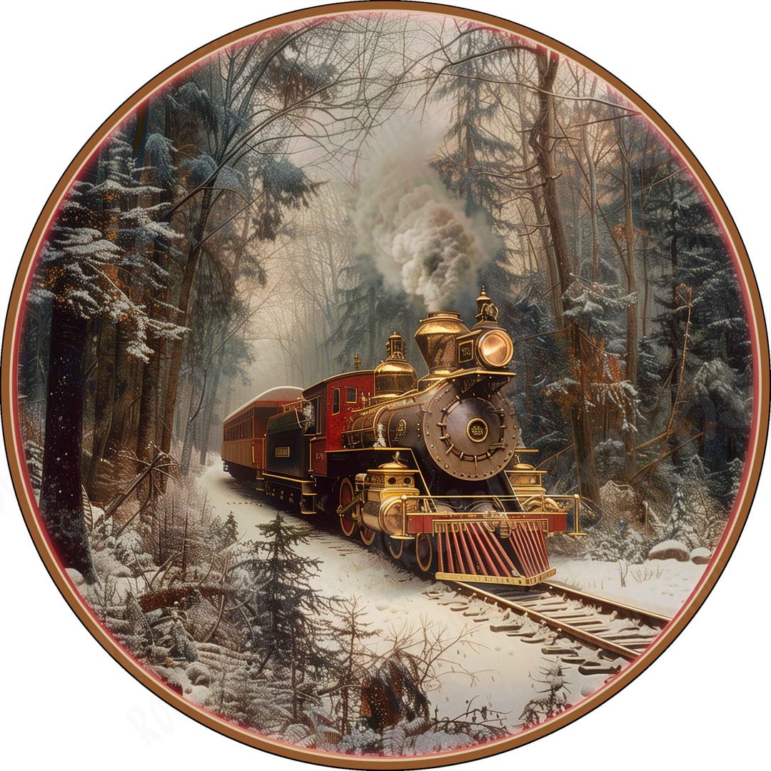 Christmas Wreath Sign, Old Fashion Steam Locomotive Wreath Sign ...