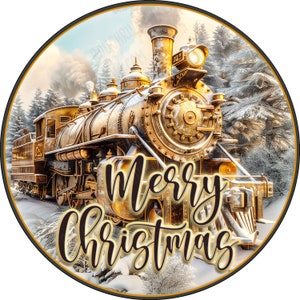 Christmas Wreath Sign, Christmas Train Sign, Merry Christmas Train ...