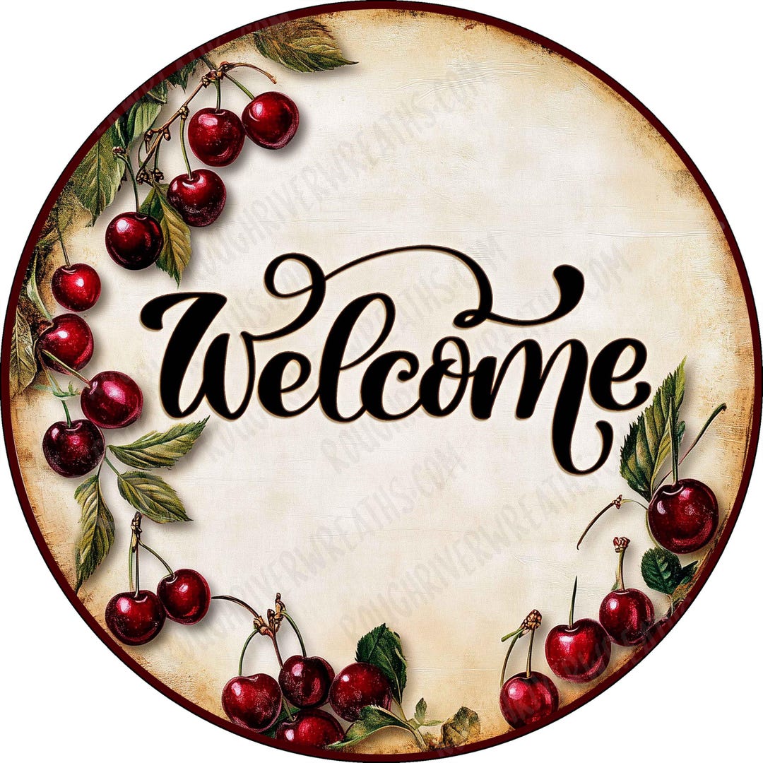 Cherry Wreath Sign, Welcome Wreath Sign, Aluminum Sign for Wreath ...
