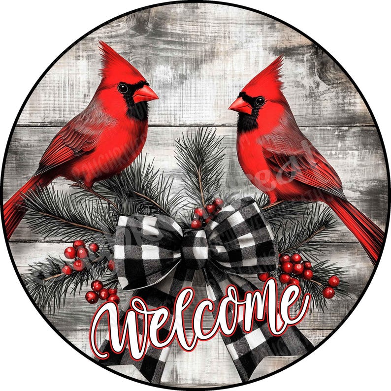 Cardinal Wreath Sign, Wreath Sign, Winter Cardinal Wreath Sign, Wreath ...