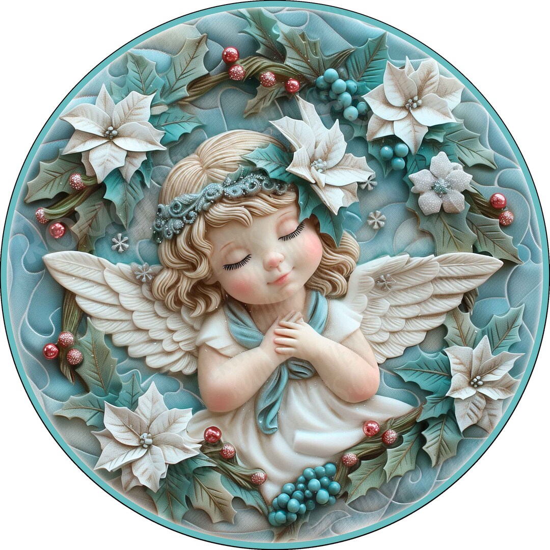 Angel Wreath Sign, Christmas Angel Wreath Sign, Religious Christmas ...
