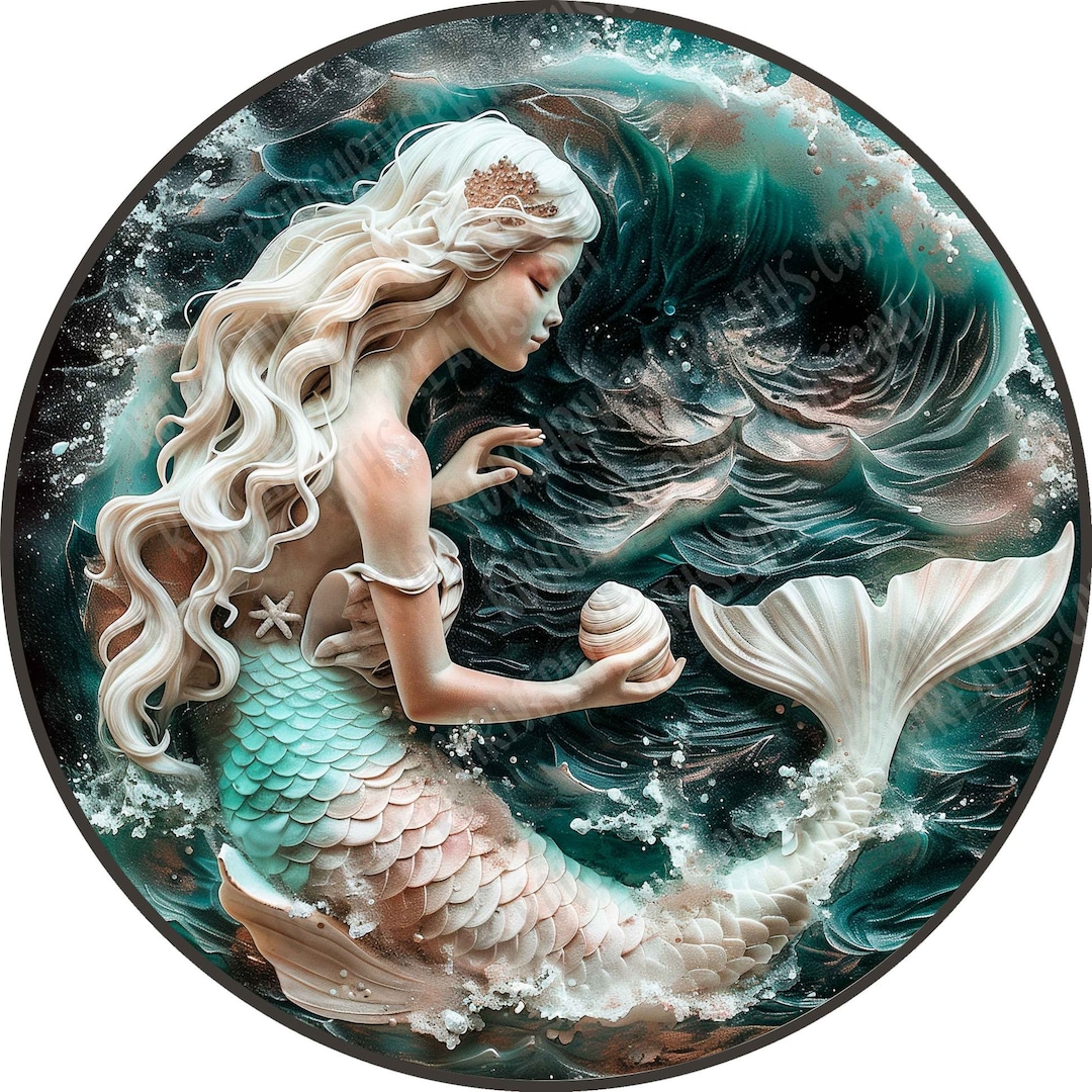 Mermaid Wreath Sign, Aluminum Sign, Nautical Wreath Sign, Seaside ...