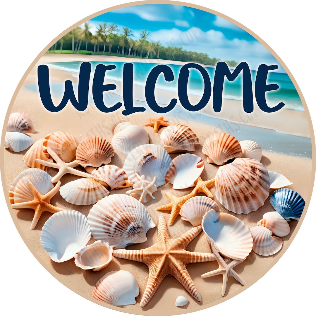 Beach Wreath Sign - Welcome Wreath Sign - Wreath Sign Beachy - Colorful ...