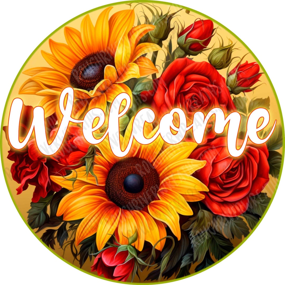 Sunflowers and Roses Wreath Sign Sunflower Wreath Accent - Etsy