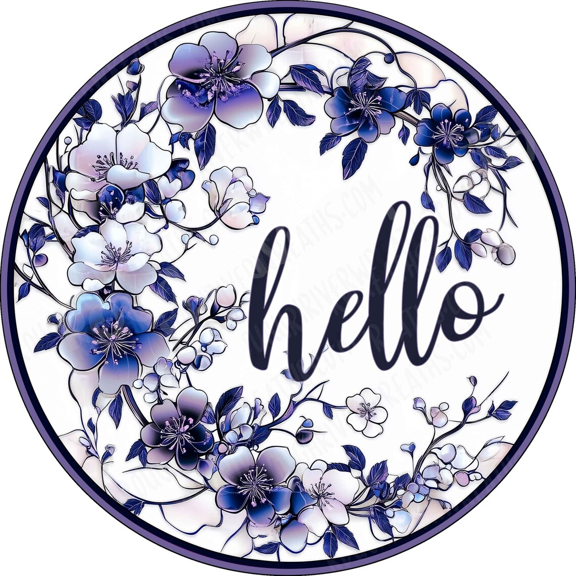 Purple Floral Welcome or Hello Wreath Sign, Colorful Welcome Wreath ...