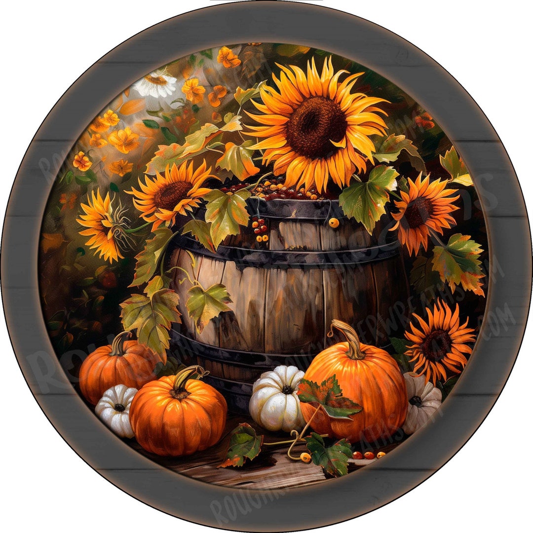 Fall Pumpkin Wreath Sign, Sunflower Pumpkin Sign, Pumpkin Wreath Sign ...