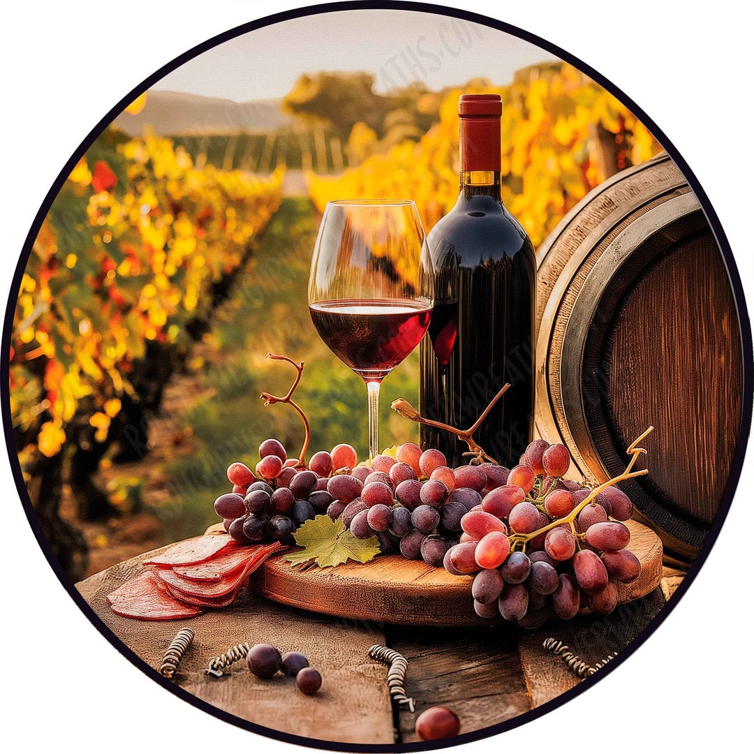 Wine Wreath Sign, Vinyard Wreath Sign, Red Wine Sign, Wine Barrel Sign ...