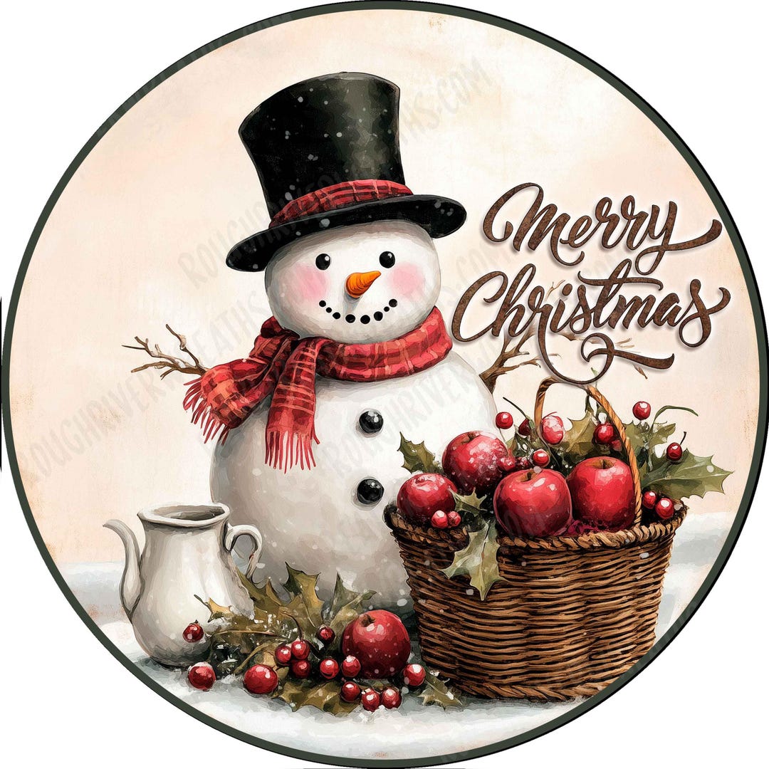 Snowman With Apples Wreath Sign, Snowman, Christmas Snowman Wreath Sign ...