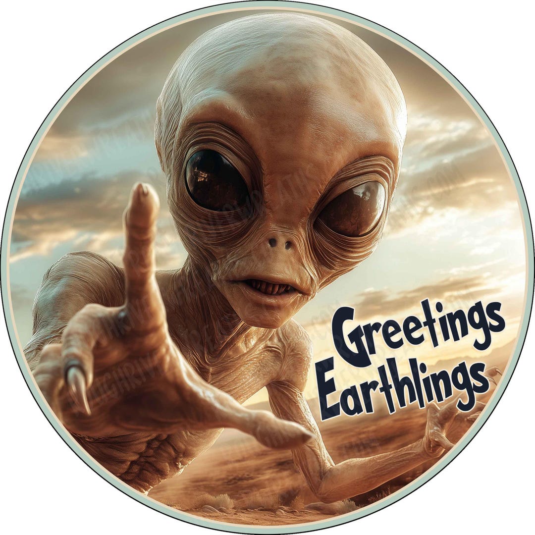 Greetings Earthlings Alien Wreath Sign, Alien Wreath Sign, Fun Alien ...