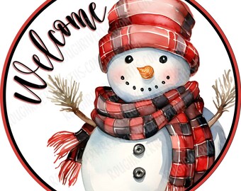 Winter Rose Snowman Sign, Red and Black Snowman Christmas, Wreath Sign ...