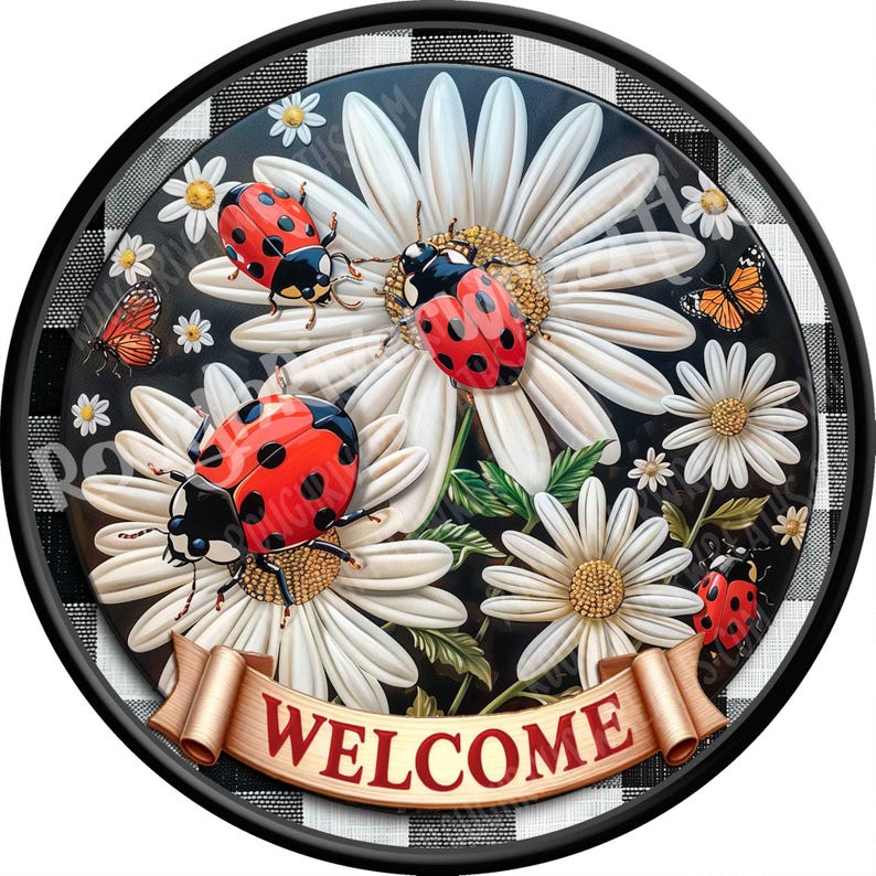 Ladybug Wreath Sign, Whimsical Ladybug Sign, Wreath Sign Ladybug ...