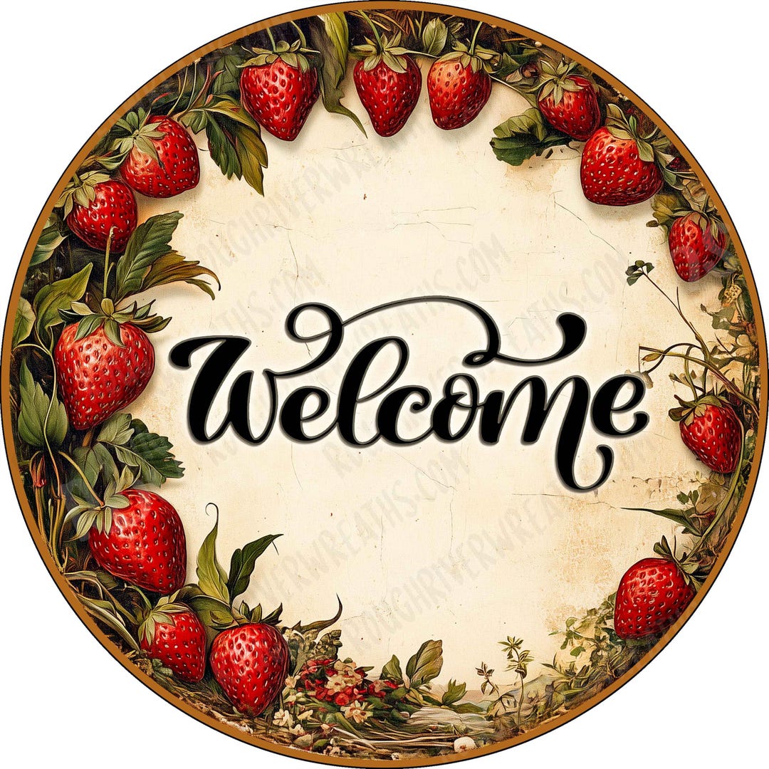 Strawberry Wreath Sign, Strawberry Sign, Welcome Wreath Sign, Aluminum ...