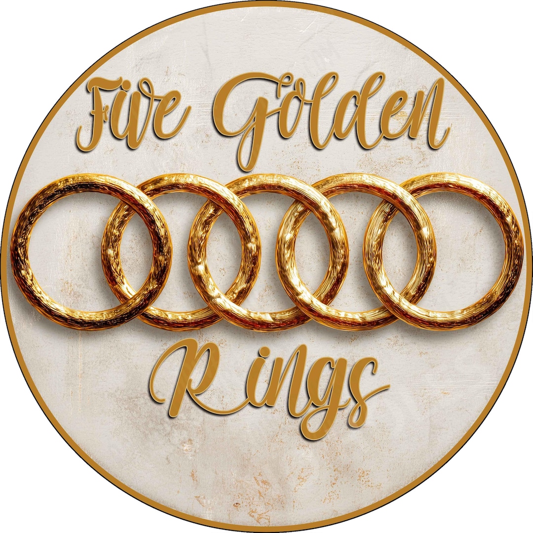 Five 5 Golden Rings Aluminum Wreath Sign 12 Days Of Christmas