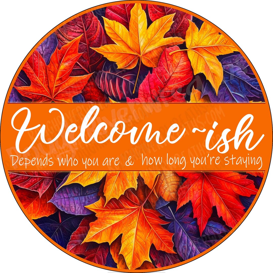 Colorful Leaves Wreath Sign, Fall Leaf Sign, Fall Welcome Sign ...