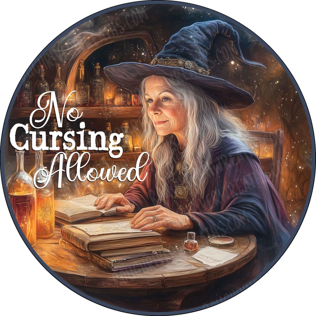 No Cursing Allowed Witch Wreath Sign, Halloween Wreath Sign, Fall ...