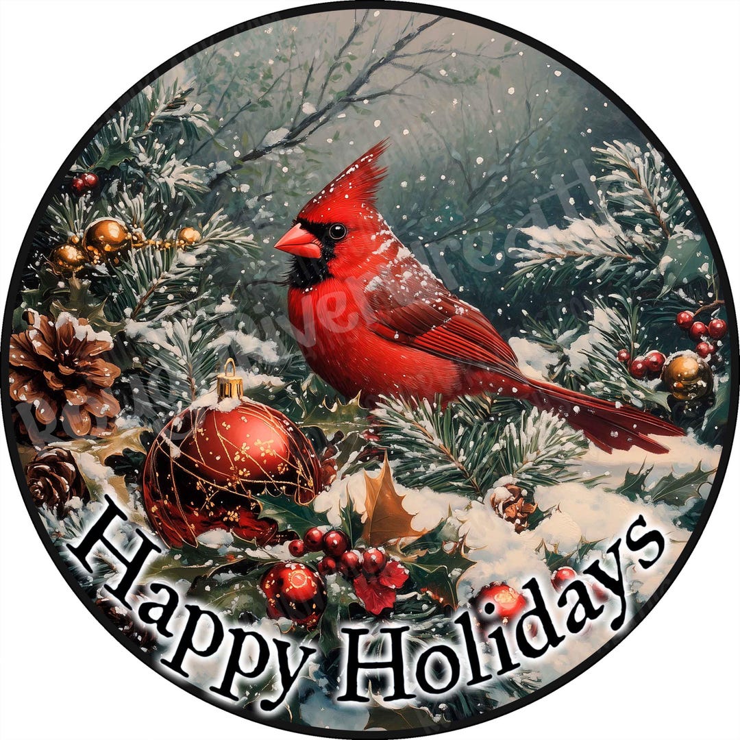 Cardinal Wreath Sign, Wreath Sign, Winter Cardinal Wreath Sign, Wreath ...