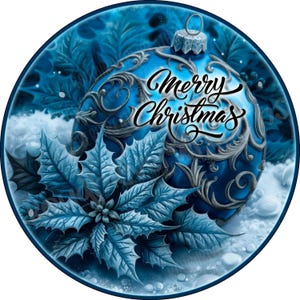 Ornament Sign, Blue Ornament Wreath Sign, Bauble Sign, Aluminum Sign ...
