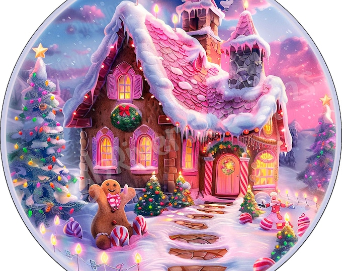 Peppermint Gingerbread House Christmas Sign, Gingerbread Land, Wreath ...