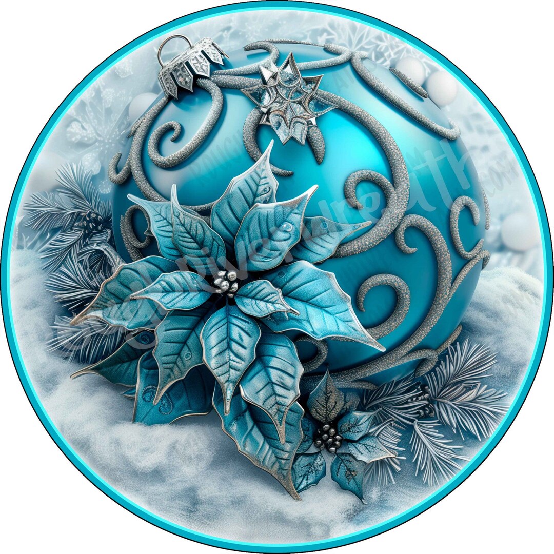 Ornament Sign, Blue Ornament Wreath Sign, Bauble Sign, Aluminum Sign ...