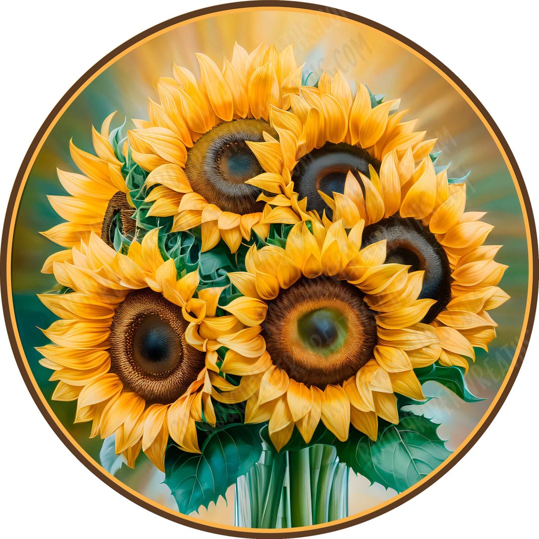 Sunflower Wreath Sign, Sunflower Wreath Accent Sign, Metal Wreath Sign ...