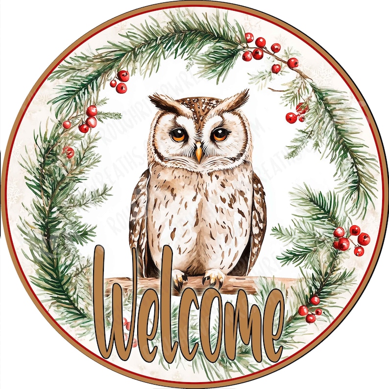 Winter Owl Welcome Sign, Owl Sign, Christmas Owl Wreath Sign,rustic Owl ...